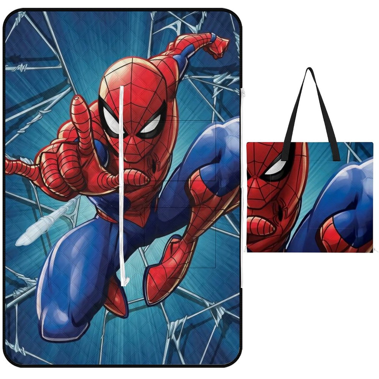 Spiderman Web Sides Picnic Blanket,Foldable Waterproof Sand Mat,Extra ...