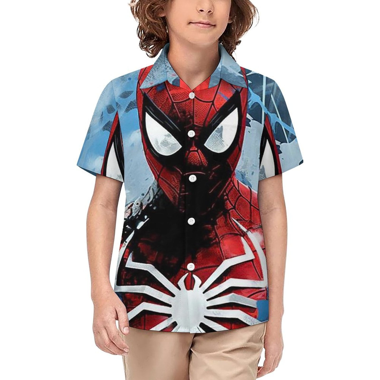 Spiderman button down shirt boys summer 9-10T - Walmart.com