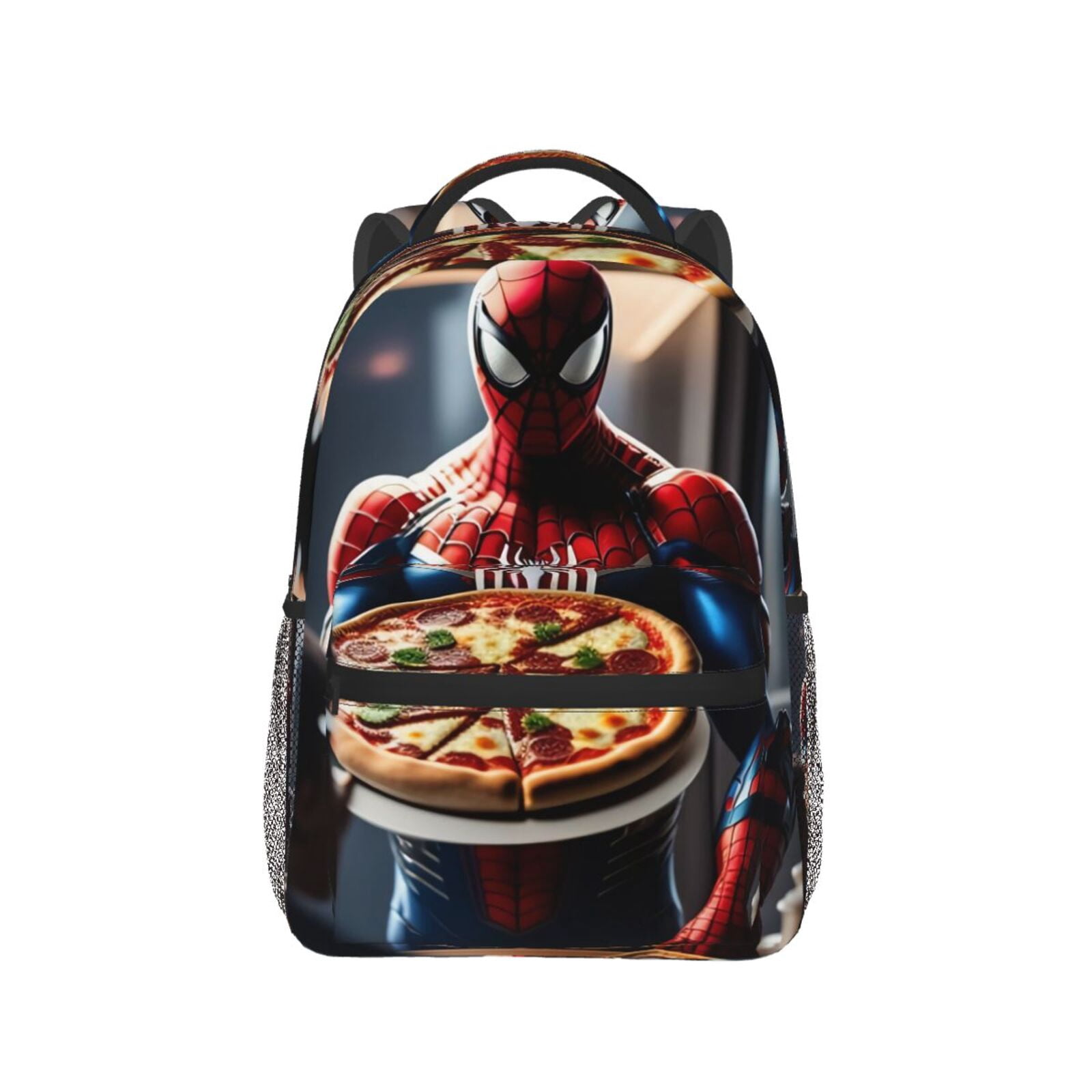 Spiderman eats pizza Backpack,Polyester Travel Backpack for Women Men ...