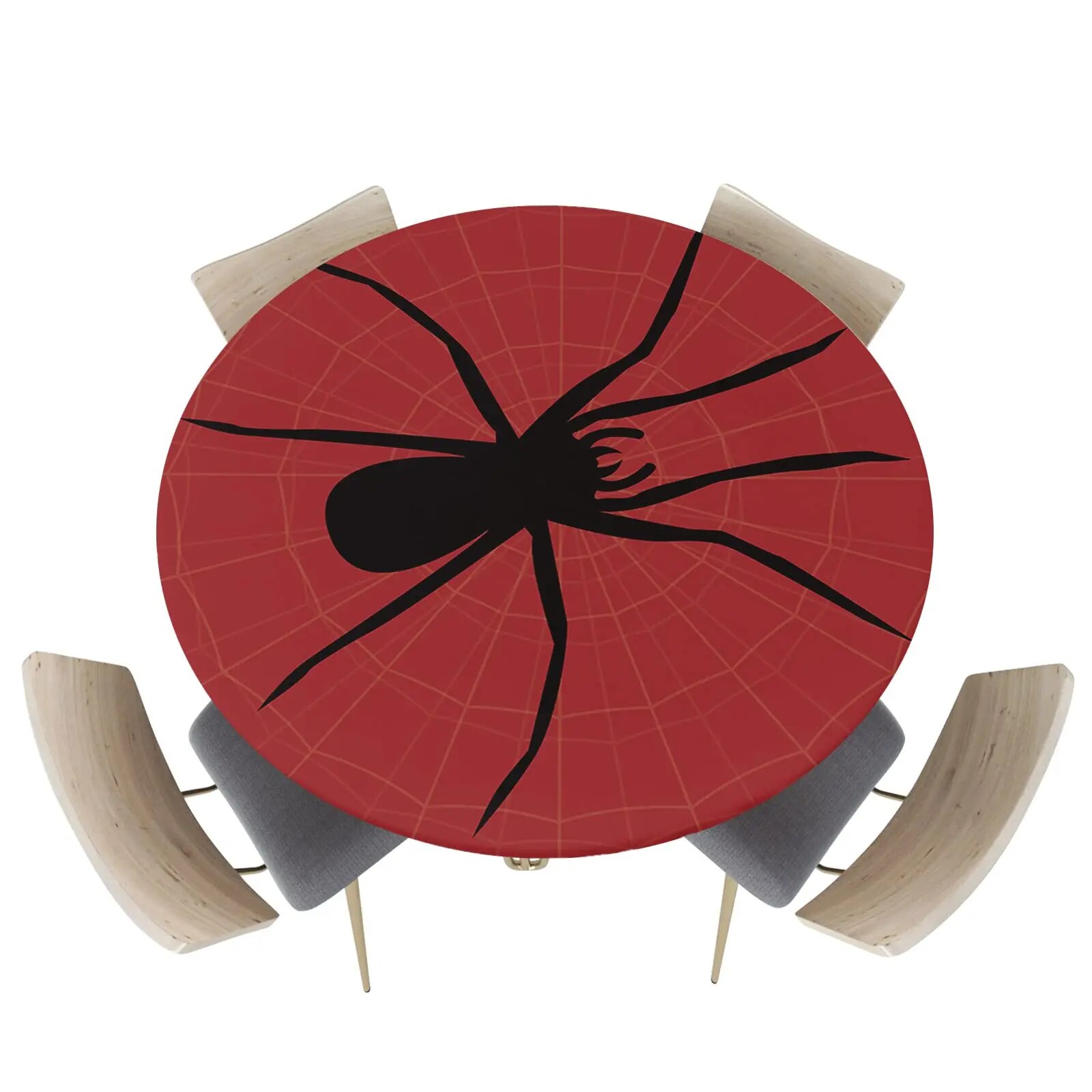 Spiders Crawl Animals Halloween Round Fitted Table Cover for Dining ...