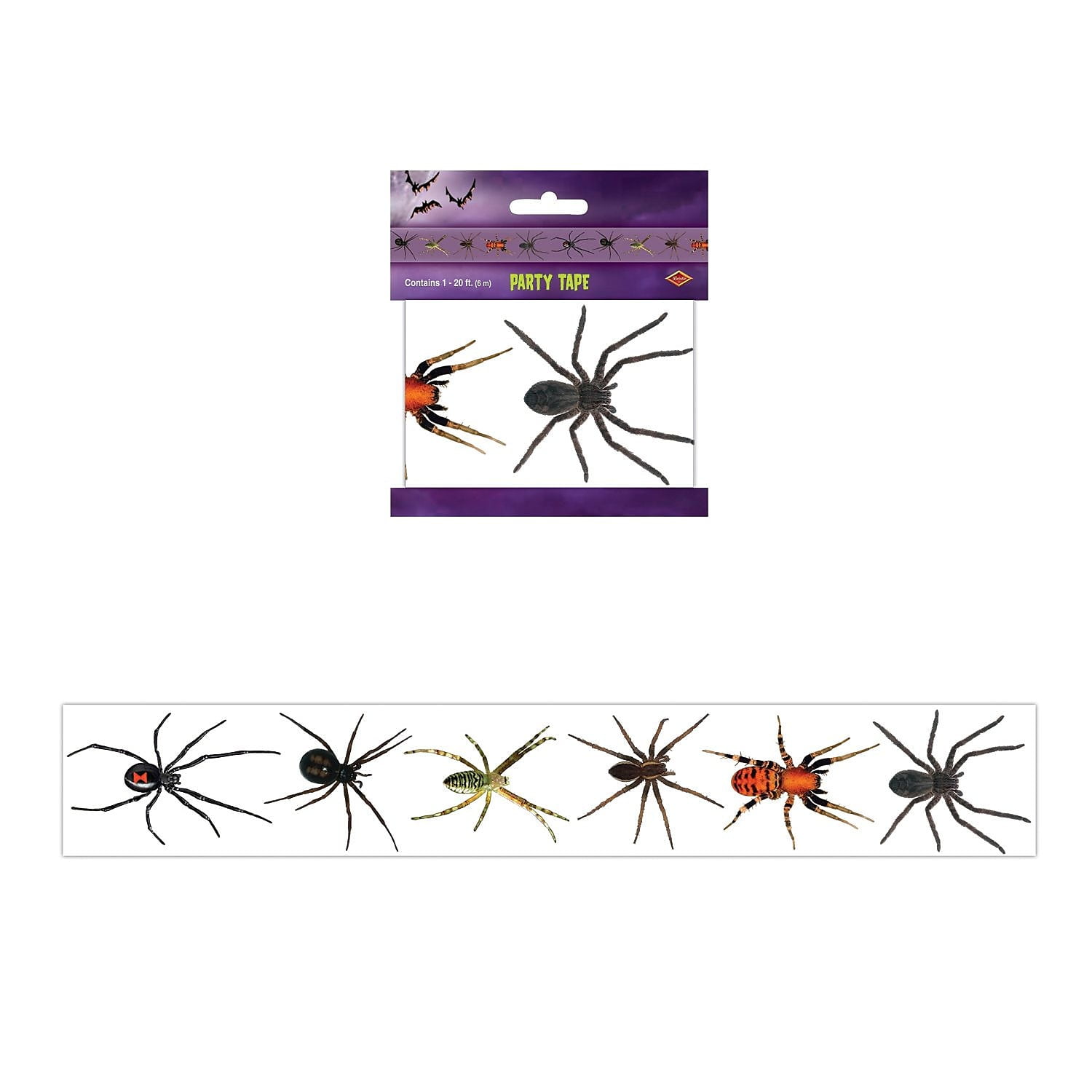 Spiders Party Tape 3" X 20' - 12 Pack (1 Per Card) - Walmart.com