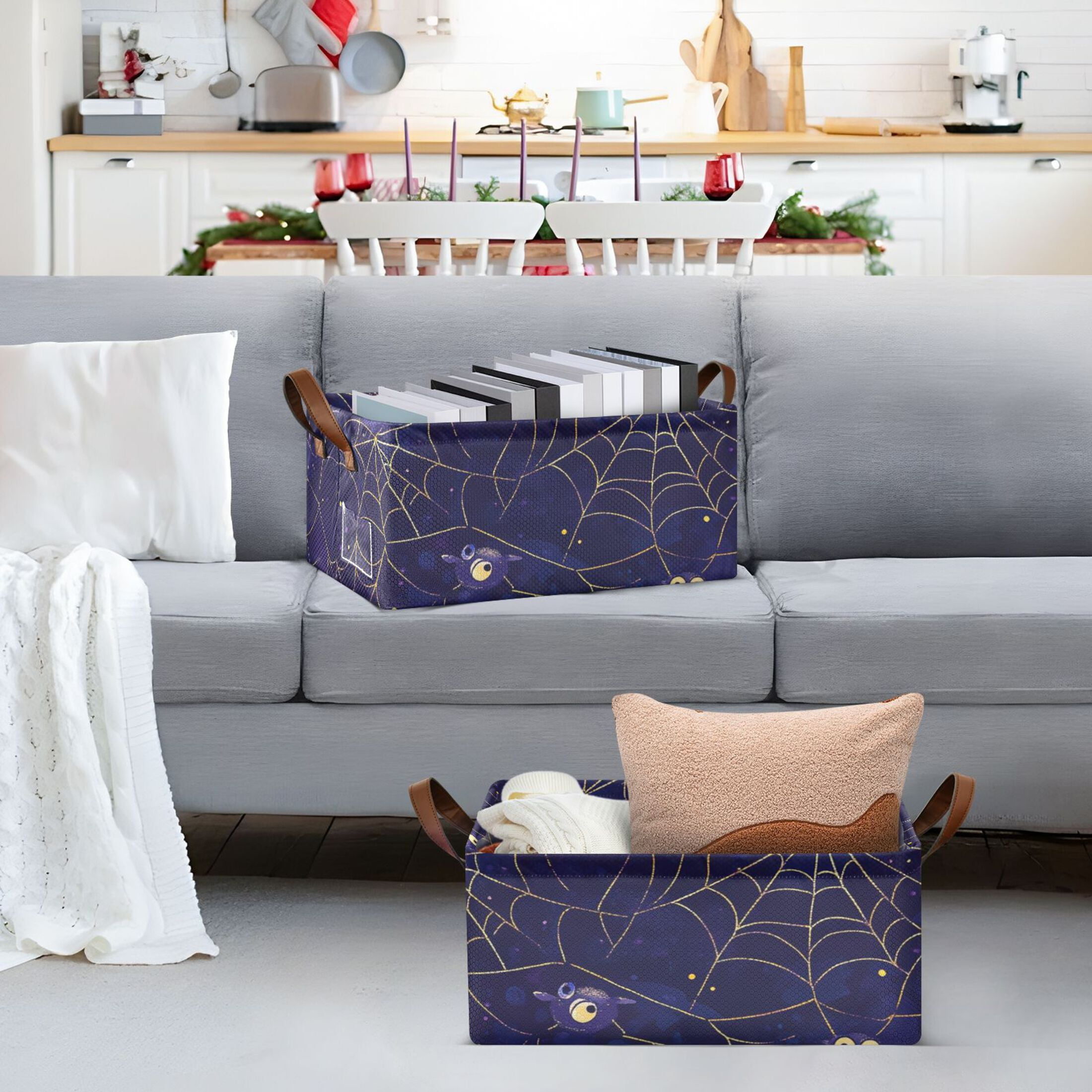 Spiders Webs Storage Bins with Handles Foldable Storage Baskets for ...