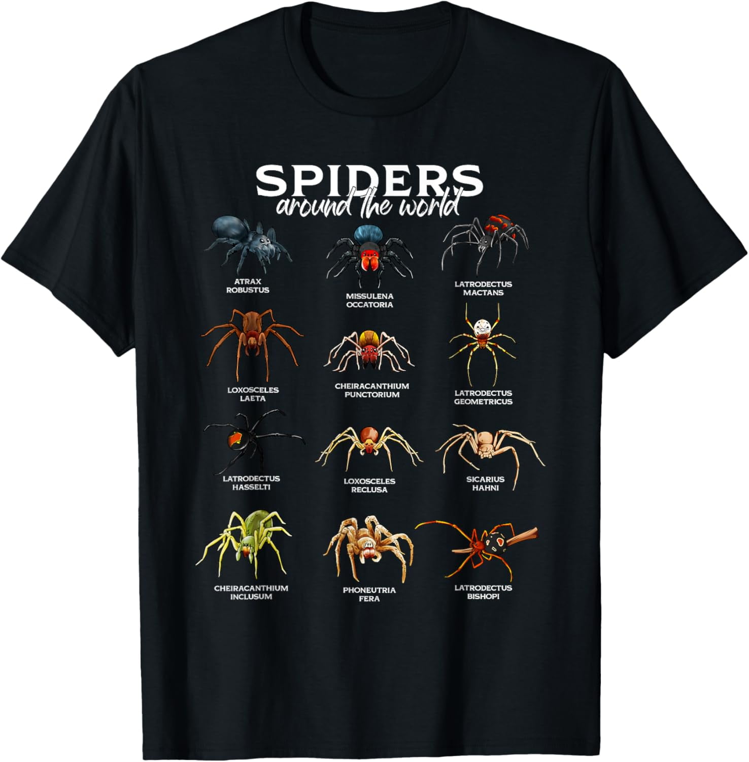 Spiders in the world - types of spiders T-Shirt - Walmart.com