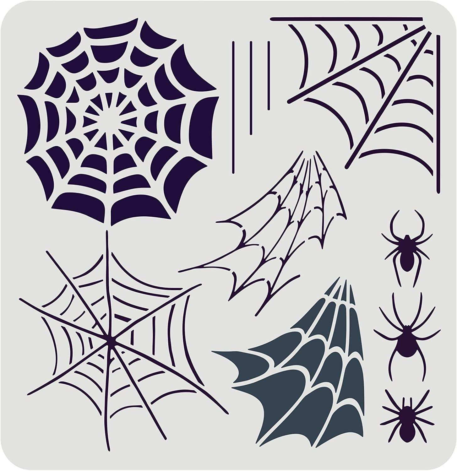 Spiderweb Stencil 11.8x11.8inch Reusable Spiderweb and Spider Stencil ...