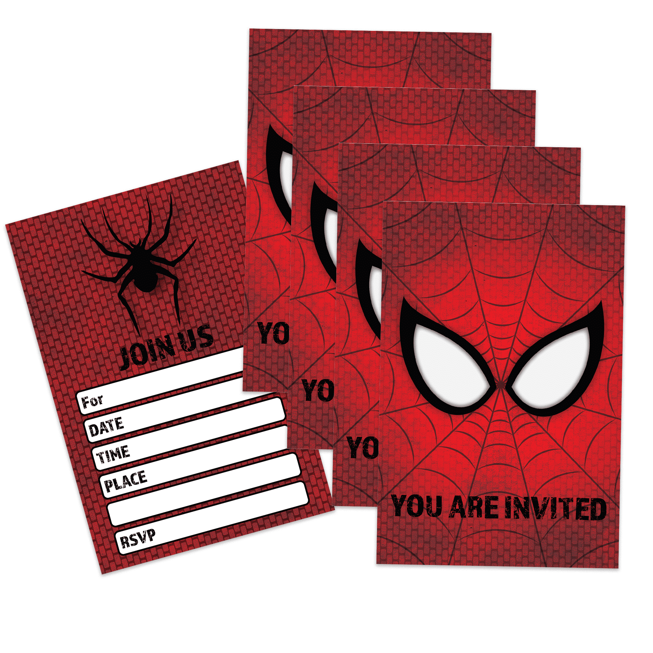 Spiderweb Superhero Birthday Party Invites For Boys Kids - 20 Count of ...