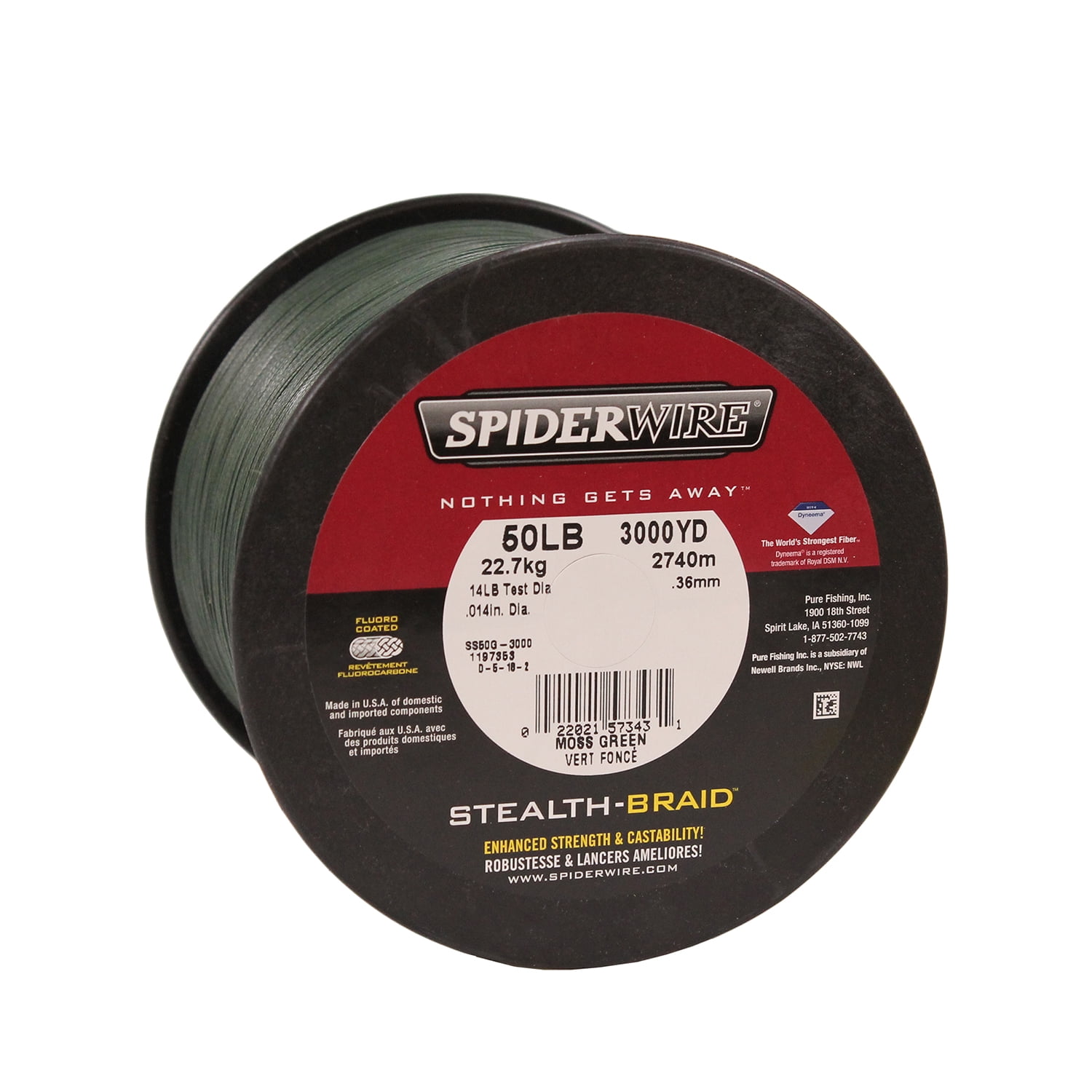 SpiderWire Stealth® Braid Fishing Line, Moss Green, 50 lb Test Strength ...