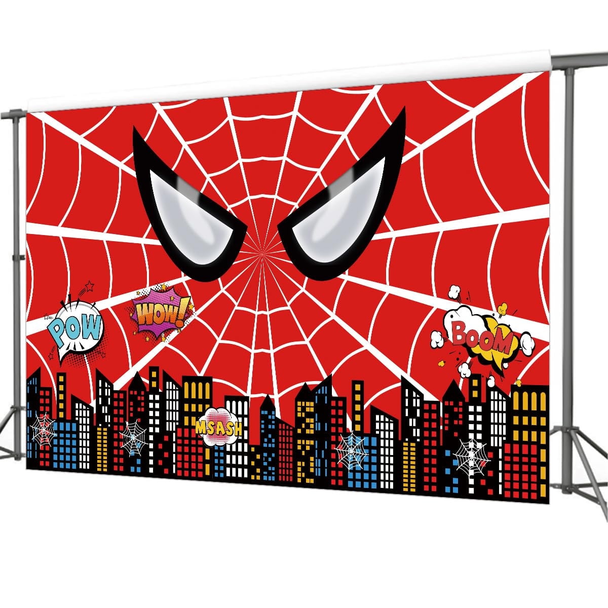 Spidey Backdrop, Super City Theme Red Spider Web Photography Vinyl ...