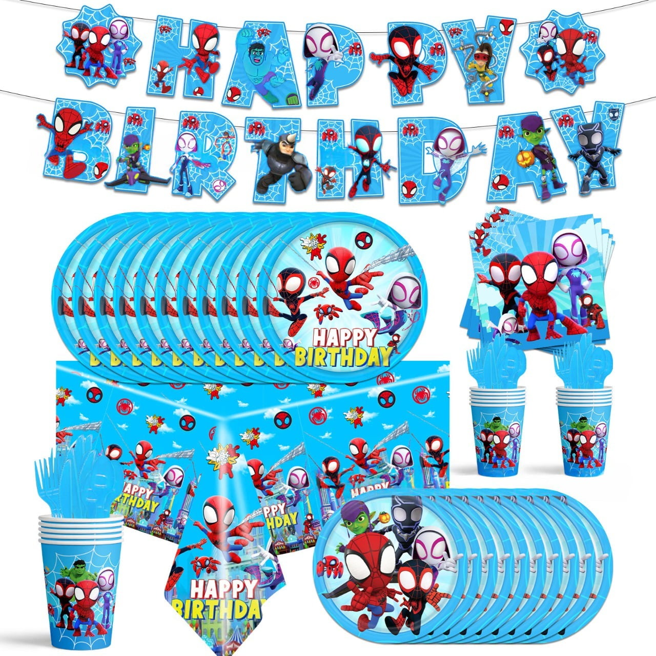 Spidey Birthday Party Supplies,Cartoons Theme Party Decoration Set ...