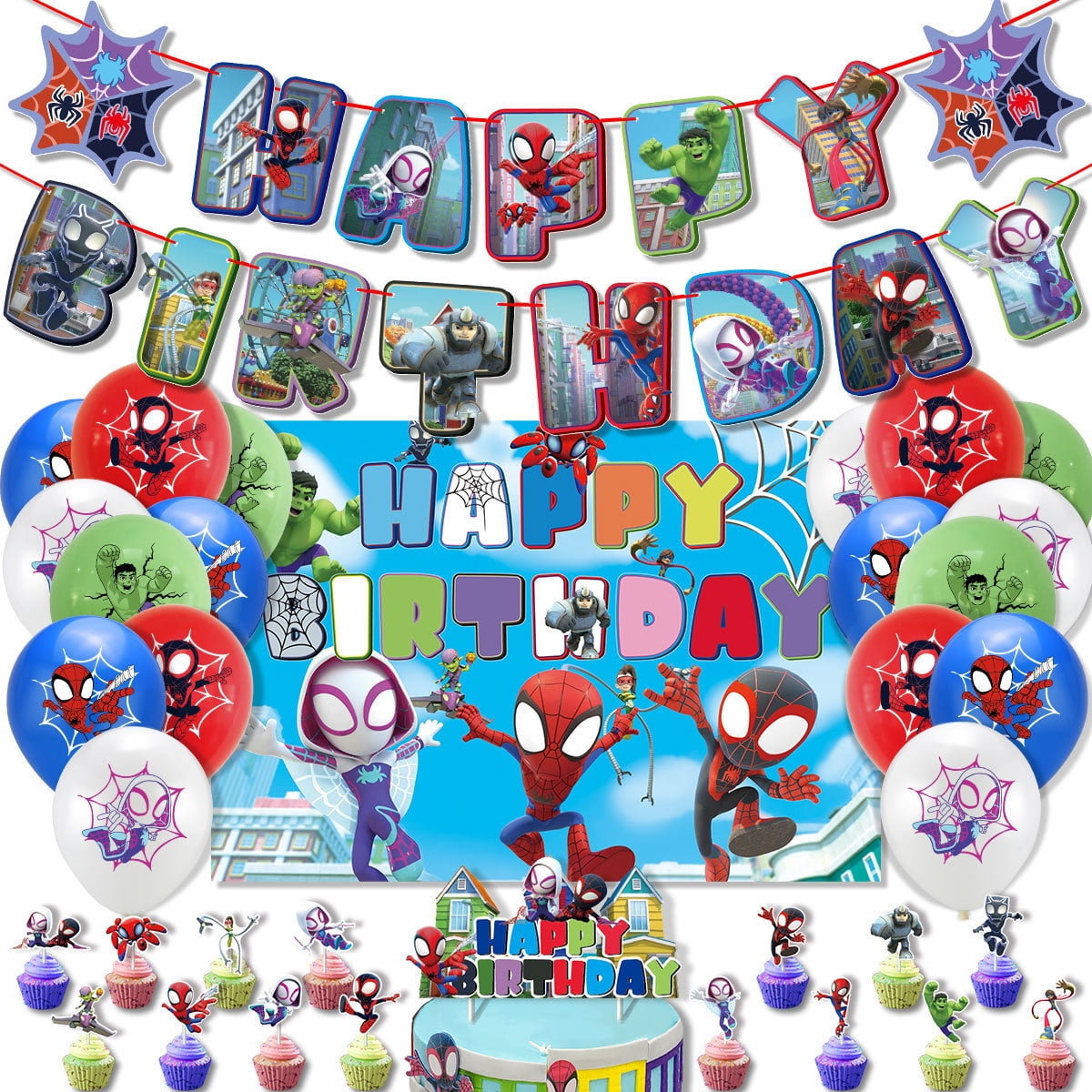 Spidey Birthday Party Supplies,Cartoons Theme Party Decoration Set ...