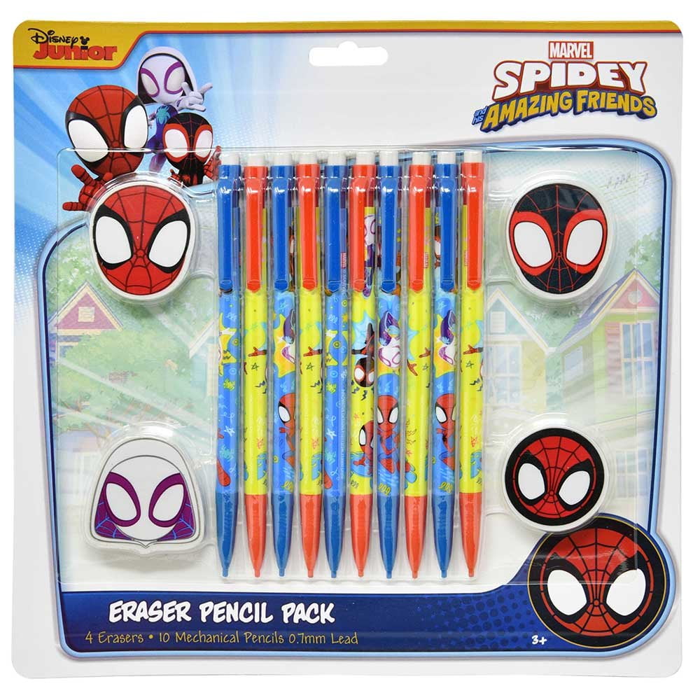 Spidey & Friends 10pk Mechanical Pencils with 4 Shaped Erasers on Card ...
