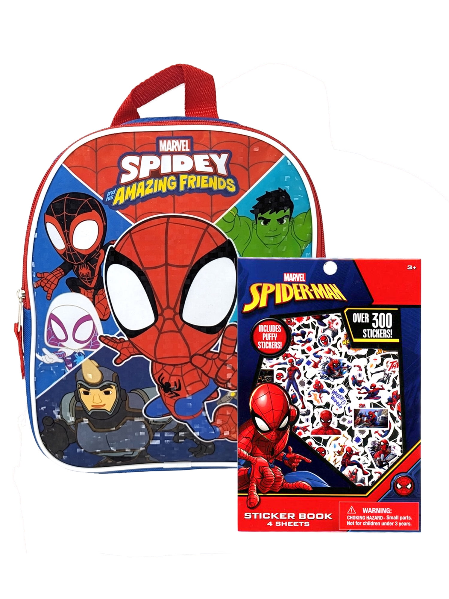Spidey & Friends 11" Backpack Miles Morales w/ 4-Sheet Sticker Book Set ...