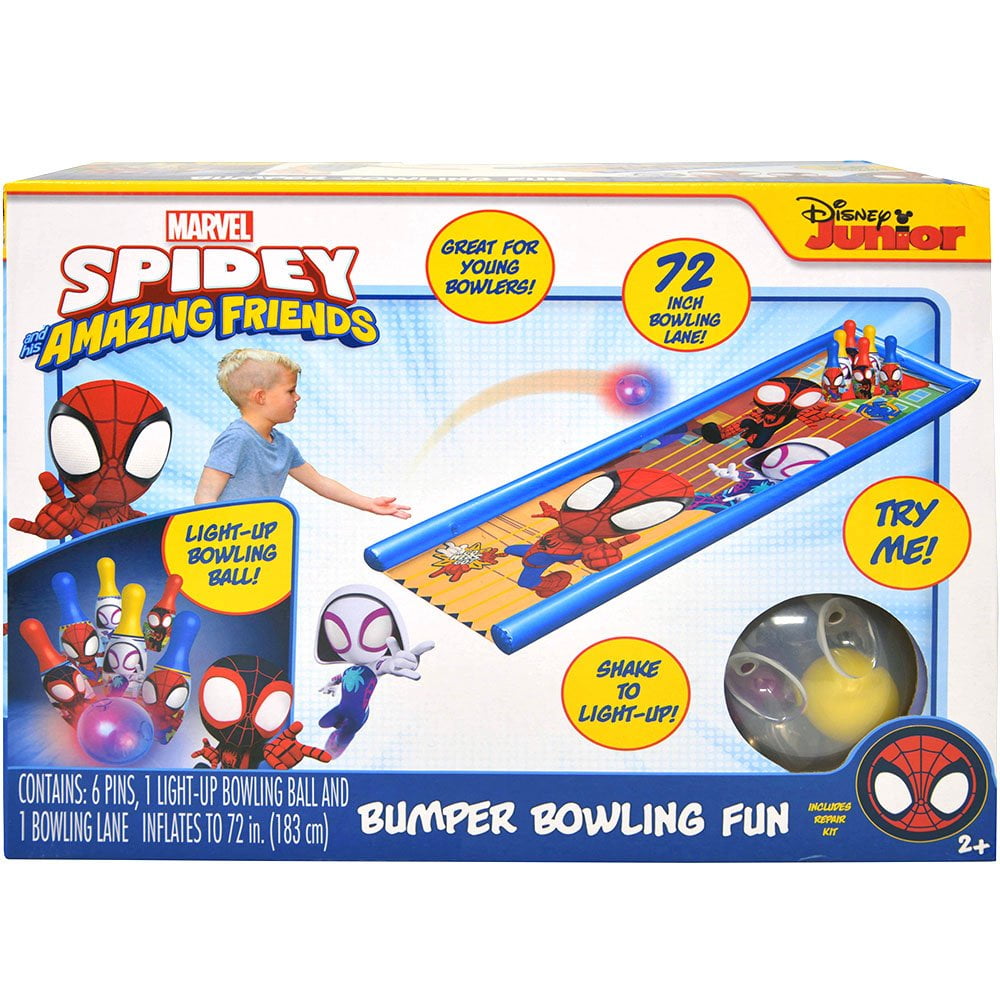 Spidey & Friends Bumper Bowling w/LG Pins, Light Up Ball & 72" Inf ...