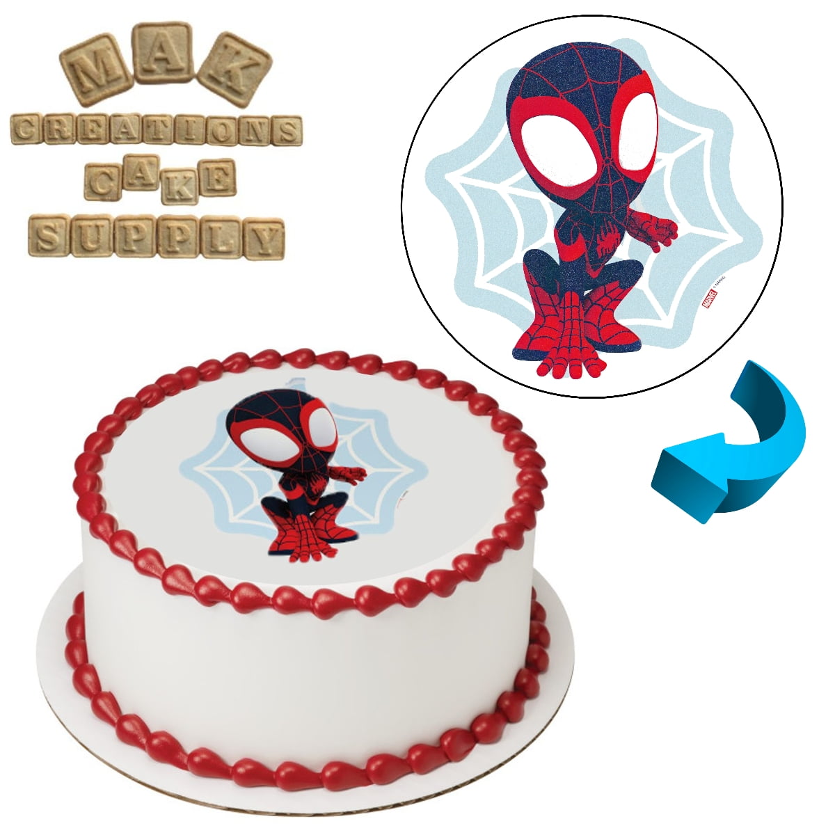 Spidey & Friends SPINN 8" Round Edible Cake Topper ~ Can be used on 8 ...