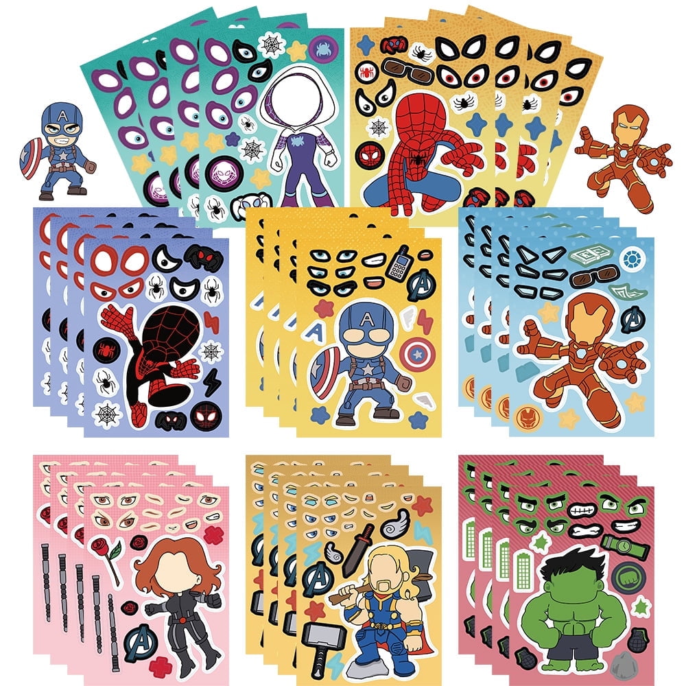 Spidey & Friends Stickers for Kids -32 Sheets Different Make a Face ...