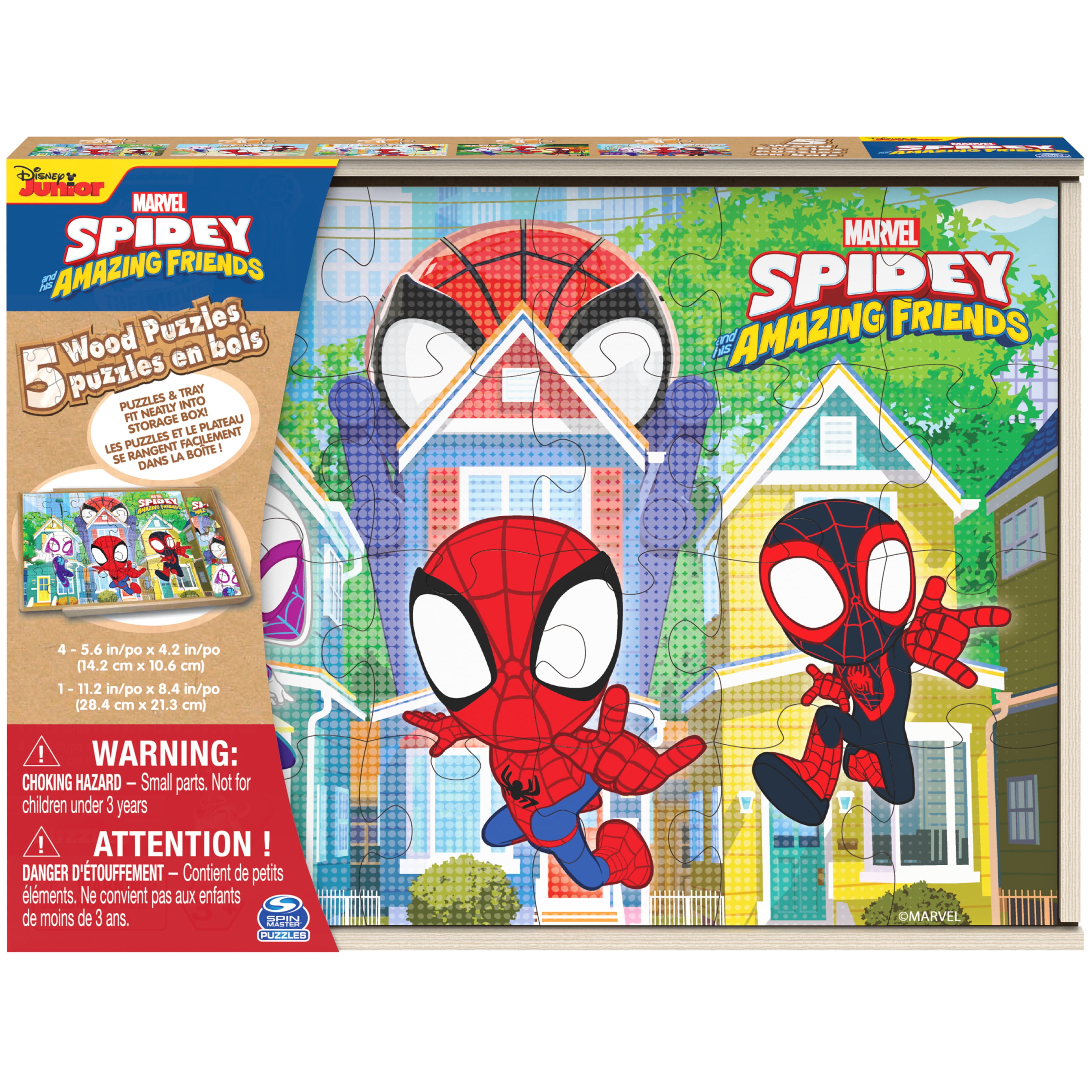Spidey and Friends 5-Pack of Wood Jigsaw Puzzles for Kids 3 and up ...