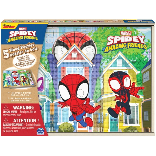 Spidey and Friends 5-Pack of Wood Jigsaw Puzzles for Kids 3 and up ...