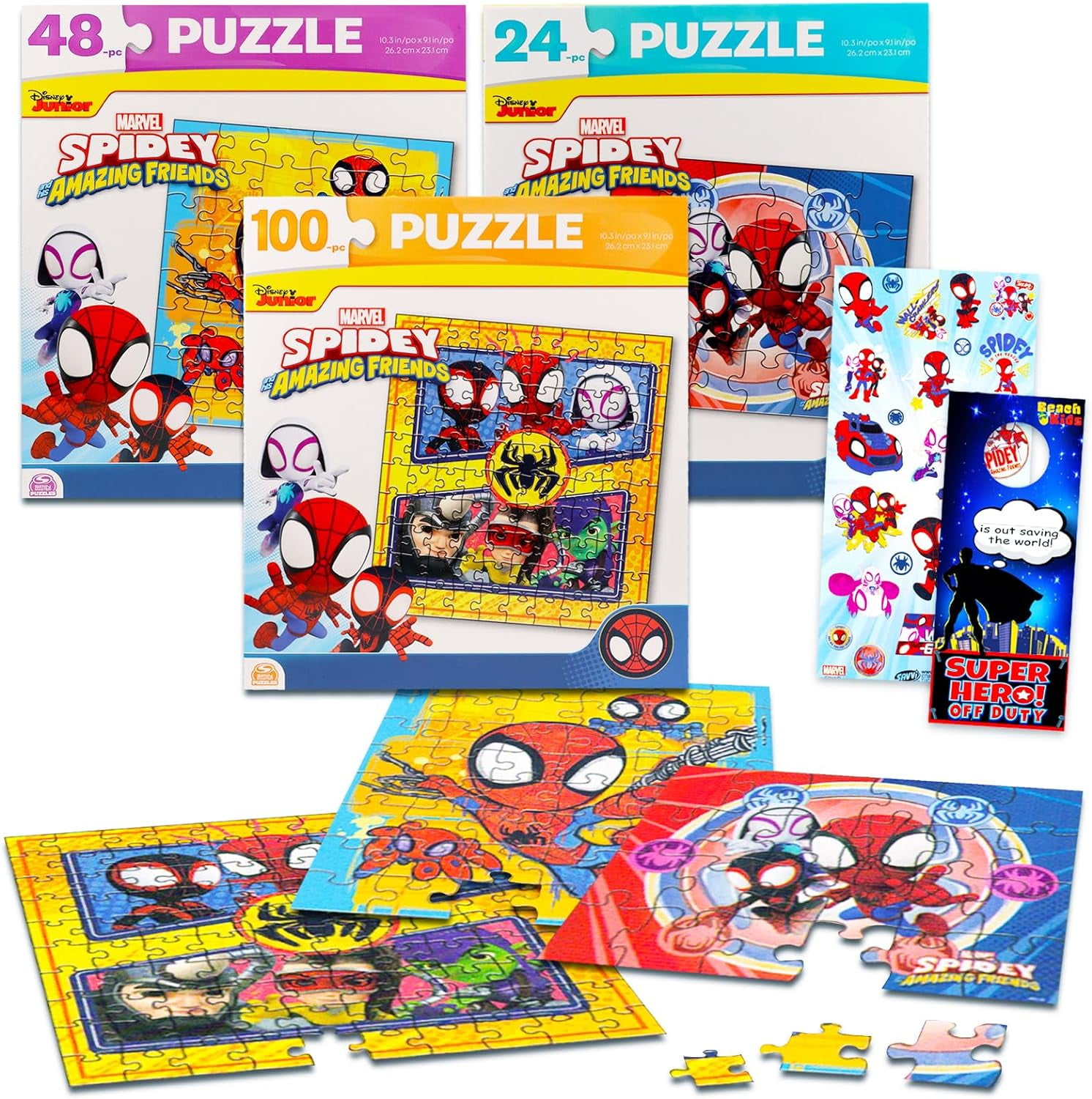 Spidey and Friends Jigsaw Puzzle Set - 3 Pack Spiderman Puzzle Bundle ...