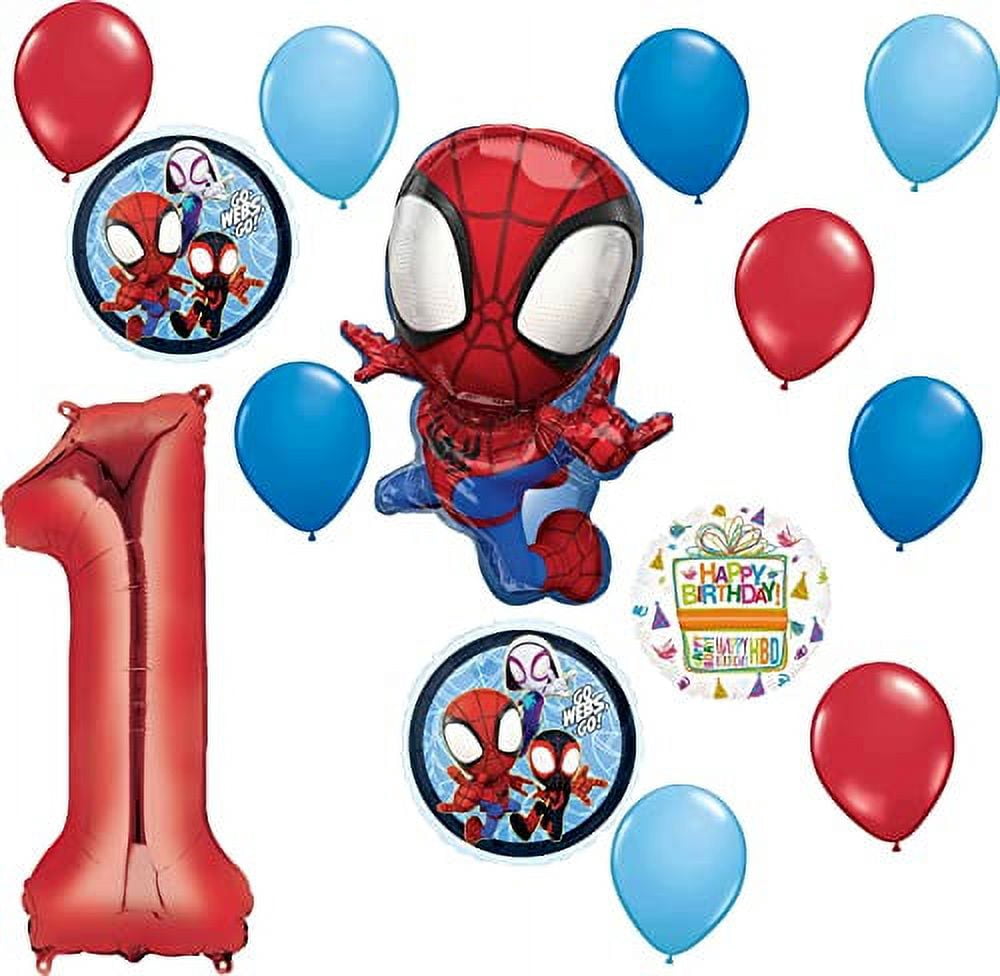 Spidey and His Amazing Friends 1st Birthday Balloon Bouquet 14 pc ...