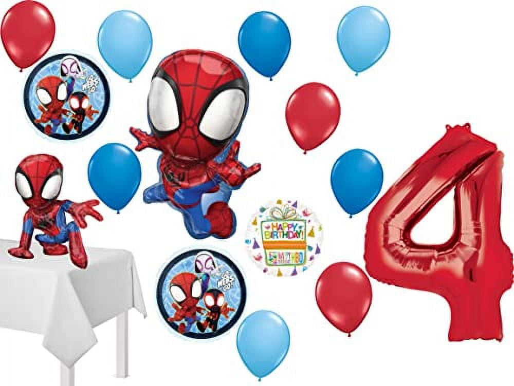 Spidey and His Amazing Friends 4th Birthday Balloon Bouquet 15 pc ...
