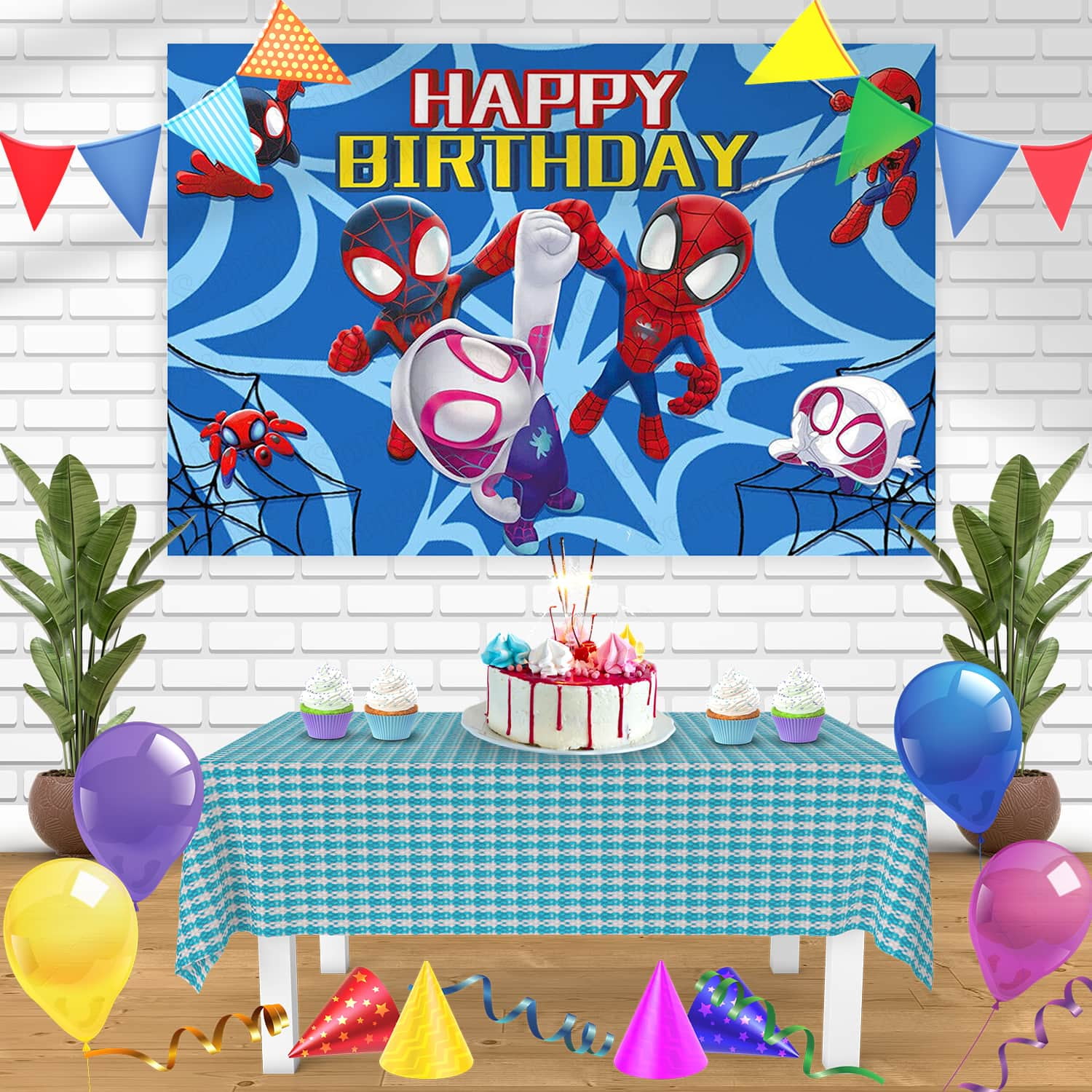 Spidey and His Amazing Friends BB Bn Birthday Banner Personalized Party Backdrop Decoration 60 x ...