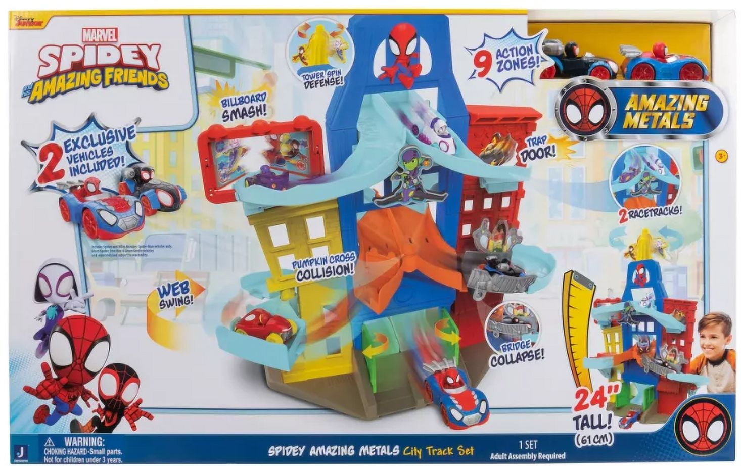 Spidey and His Amazing Friends Metals City Track Set: Spiderman Race ...