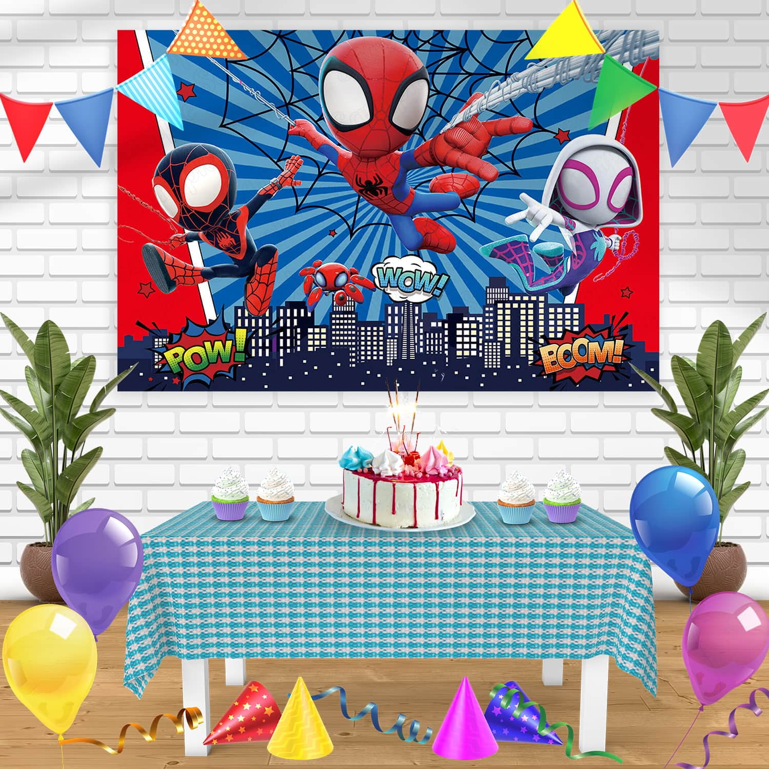Spidey and His Amazing Friends RB Bn Birthday Banner Personalized Party Backdrop Decoration 60 x ...