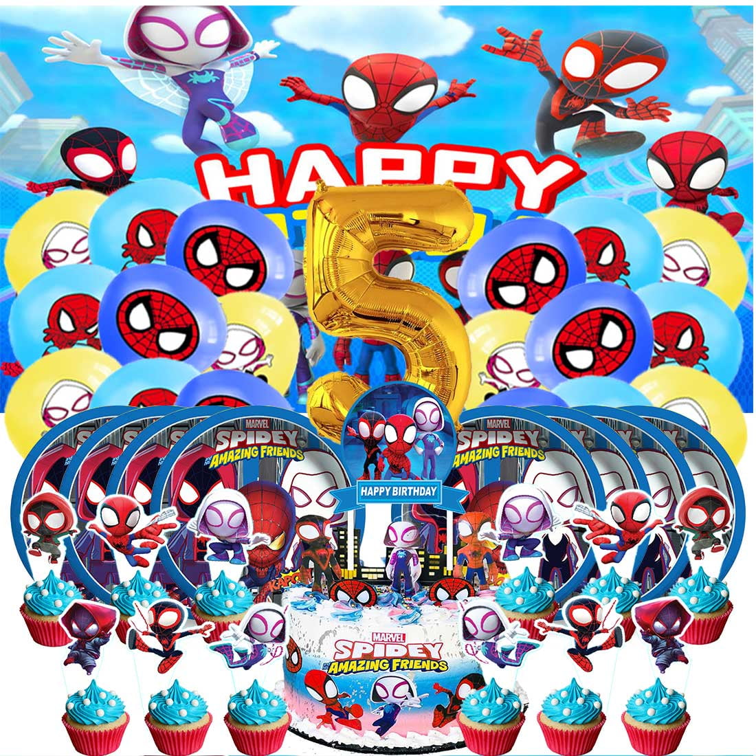 Spidey and his Amazing Friends Balloons Party Supplies 5th Decor ...