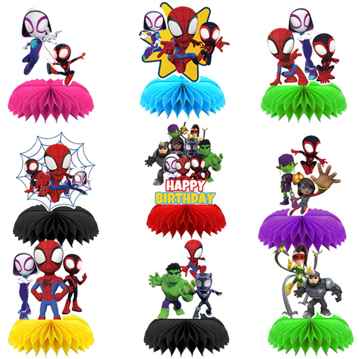 Spidey and his Amazing Friends Honeycomb Centerpieces Table Toppers ...