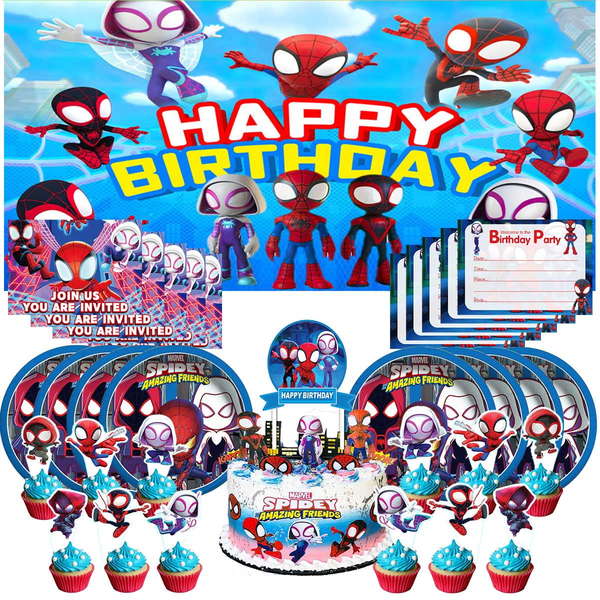 Spidey and his Amazing Friends Invitation Cards Invite Party Supplies ...