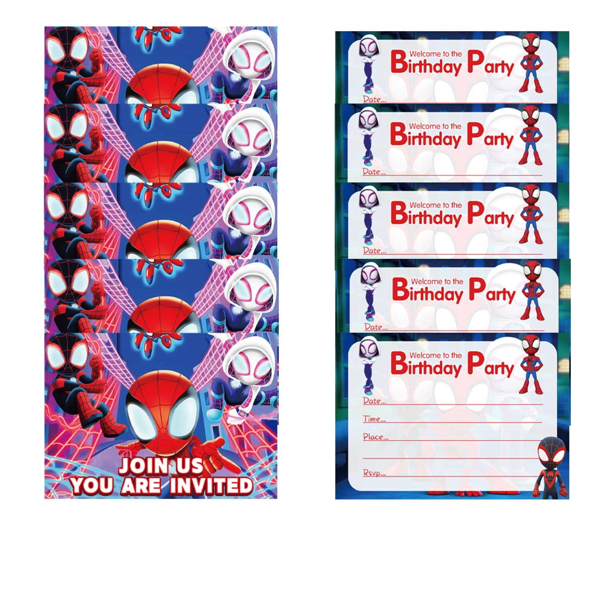 Spidey and his Amazing Friends Invitations Cards Stock Bulk Birthday ...