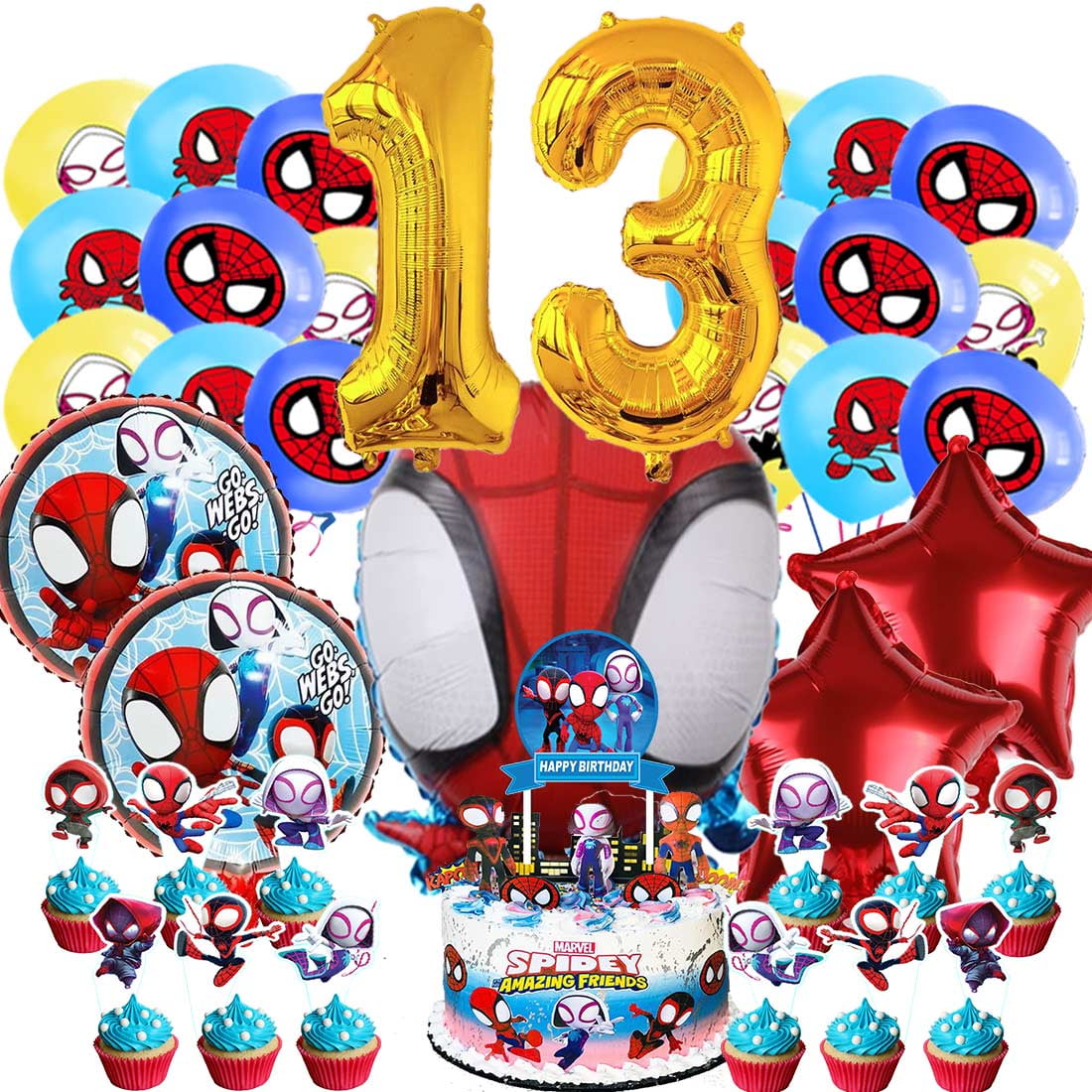 Spidey and his Amazing Friends Party Supplies 13th Decor Kit Balloons ...