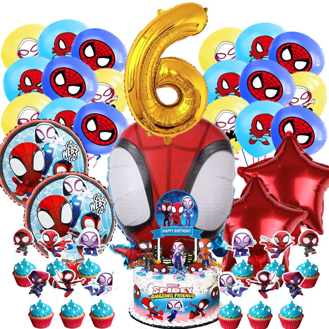 Spidey and his Amazing Friends Party Supplies 6th Decor Kit Balloons ...
