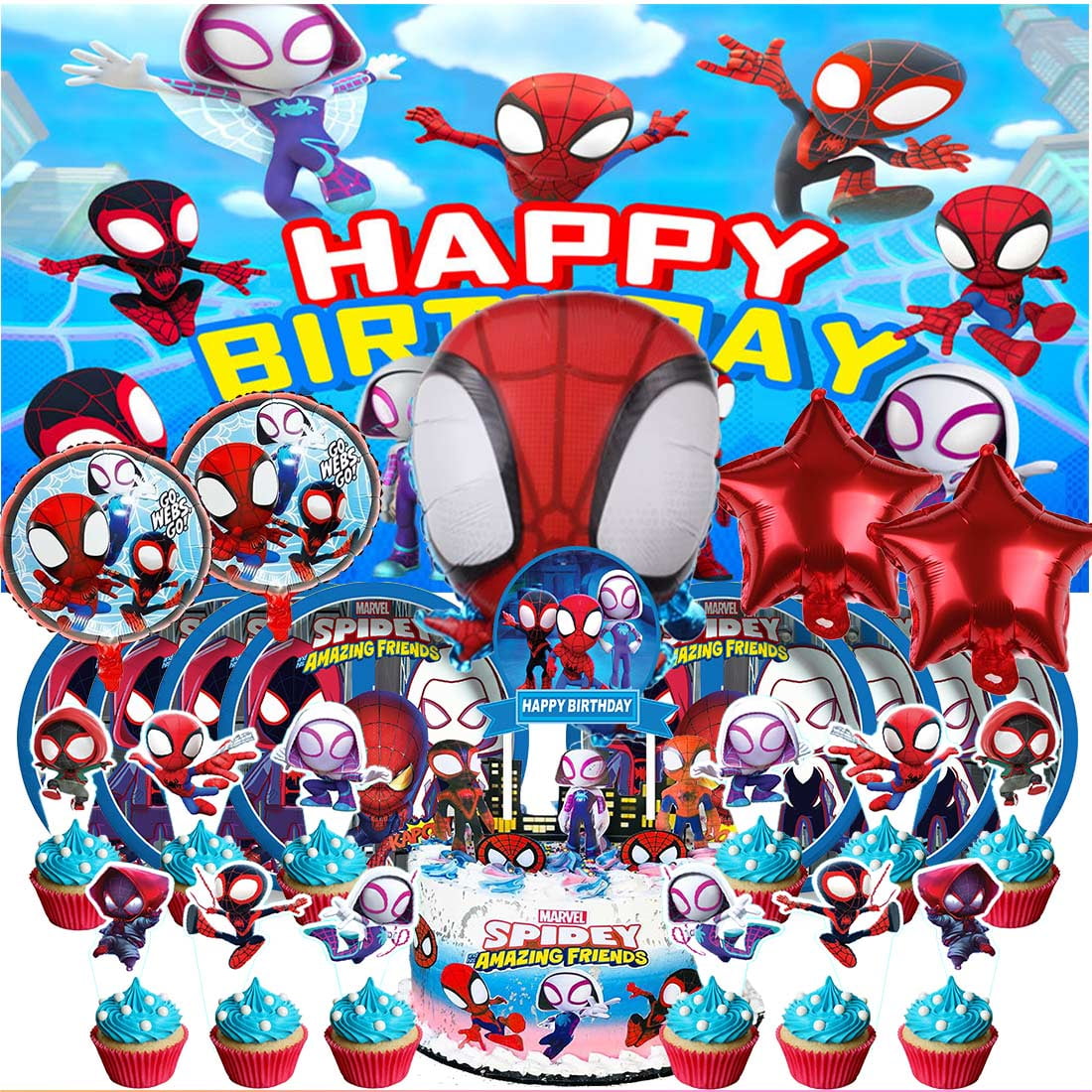 Spidey and his Amazing Friends Party Supplies Decor Tableware Backdrop ...