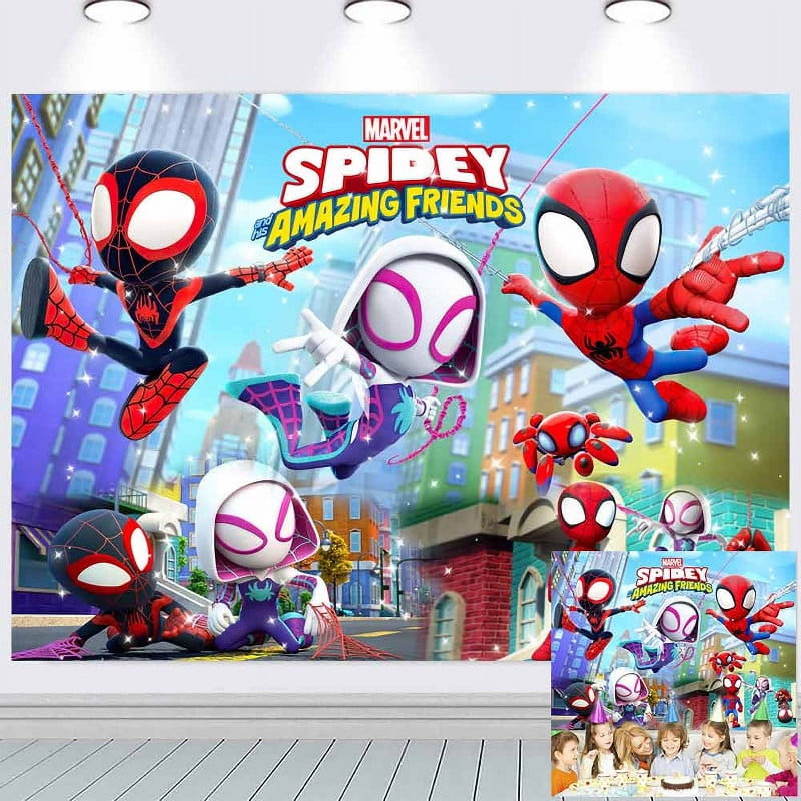 Spidey and his friend Backdrop Banner Party Supplies Poster Movie Theme ...