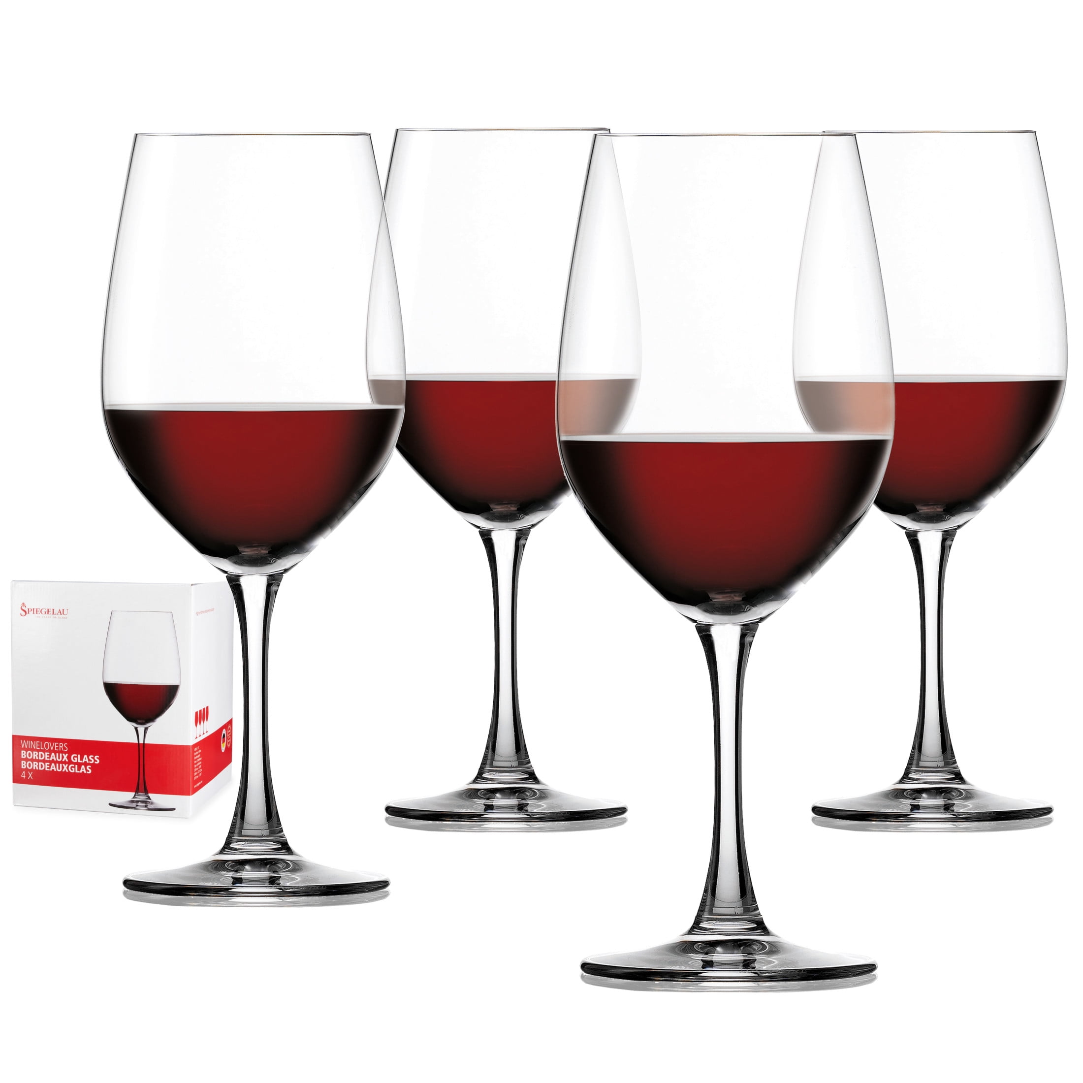 Spiegelau Wine Lovers Bordeaux Wine Glasses, Set of 4, European-Made Lead-Free Crystal, Classic ...