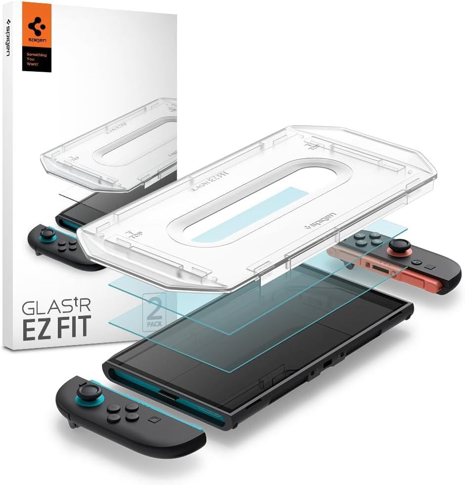 Spigen Glaster EZ Fit Screen Protector for Nintendo Switch 2 7.9" 2 ...