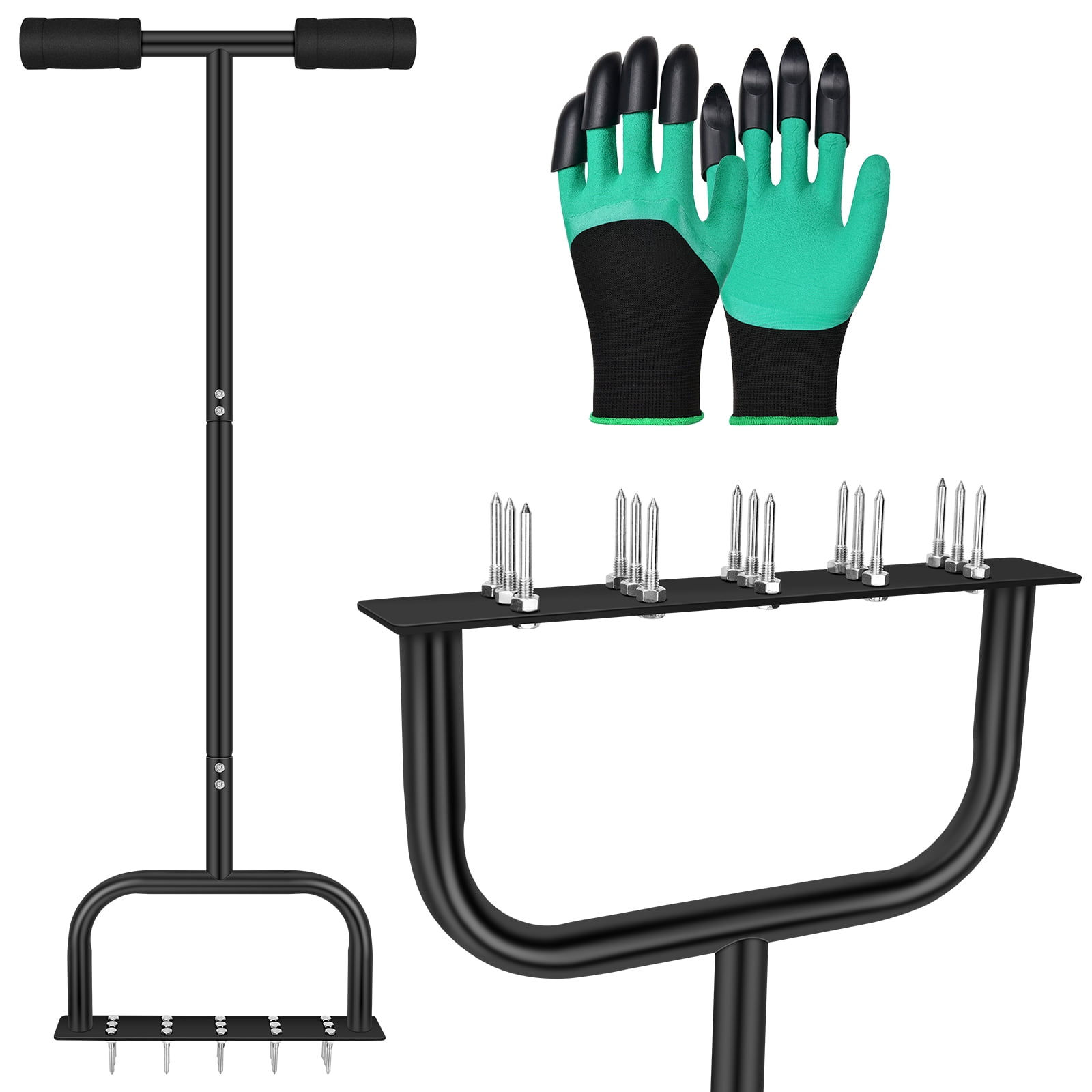 Spike Lawn Air Aerator Manual Tool Grass Aeration Aerating Tool with 15 ...