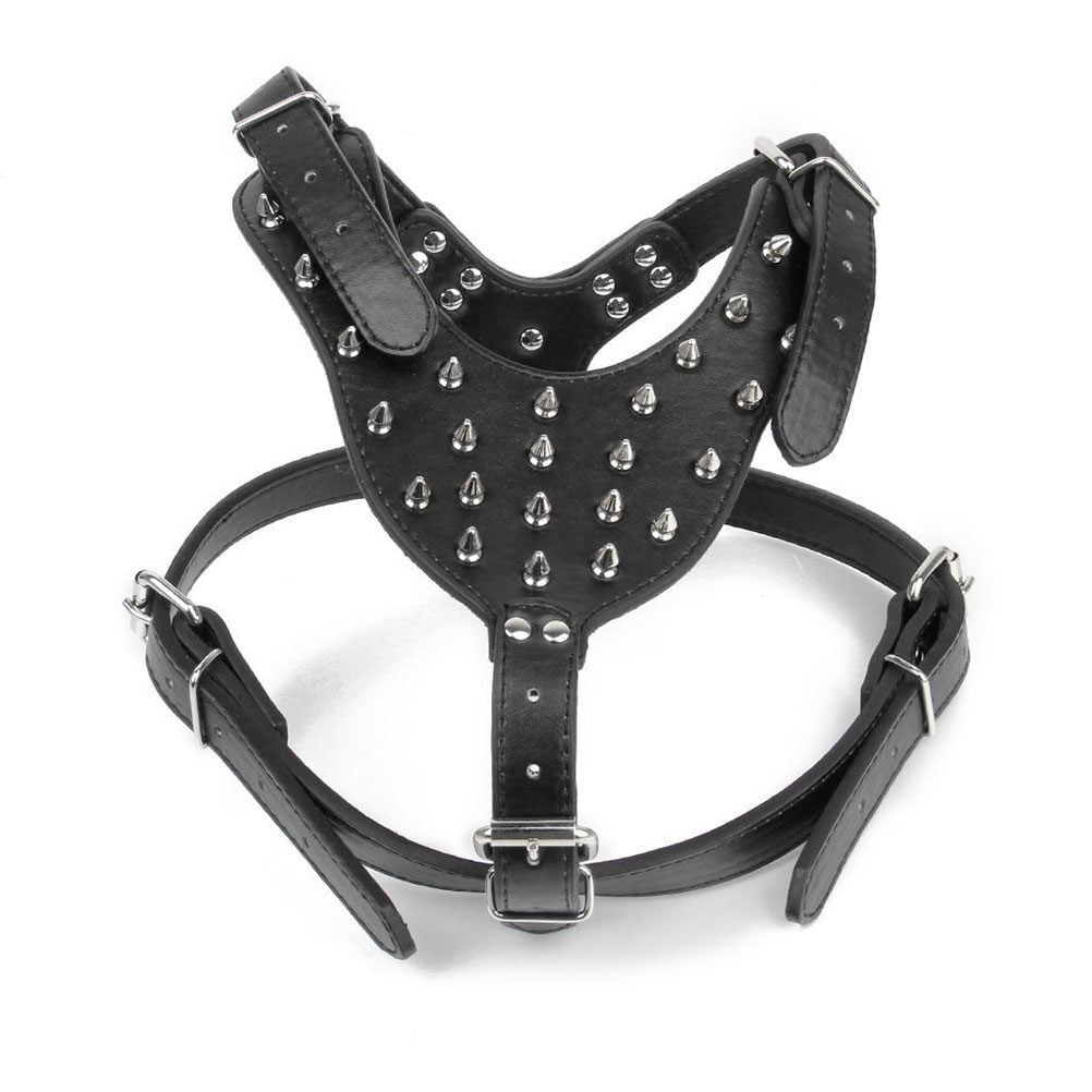 Spike Studded PU Dog Harness for Pitbull Terrier (Black) - Walmart.com