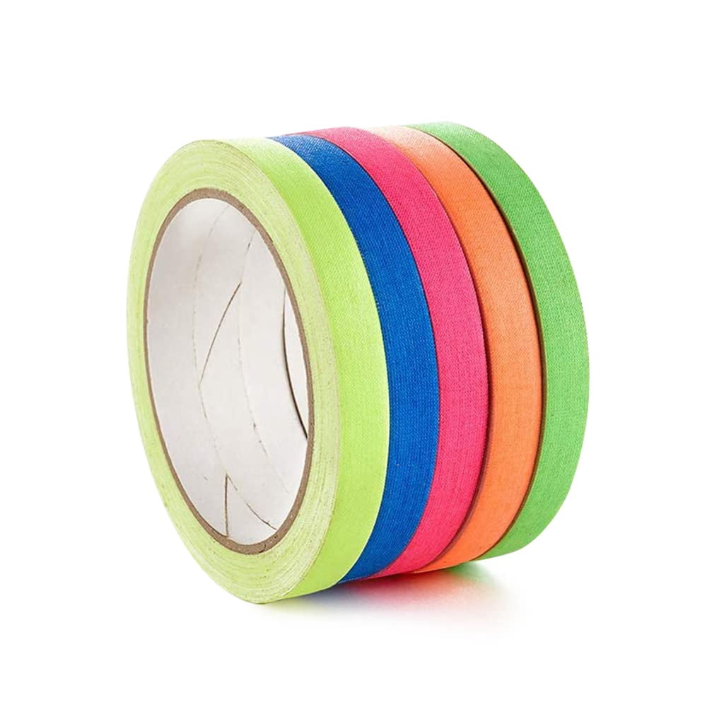 Spike Tape Set - 1/2" x 36' Neon Gaffer Tape, 5 Bright Colors | Dry ...