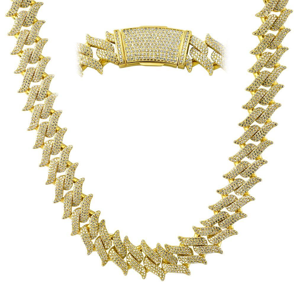 Spiked Cuban Link CZ Hip Hop Iced Out Chain - Walmart.com