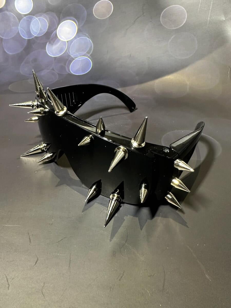 Spiked Cyberpunk Mask Style Glasses - Exaggerated Pyramid Studded ...