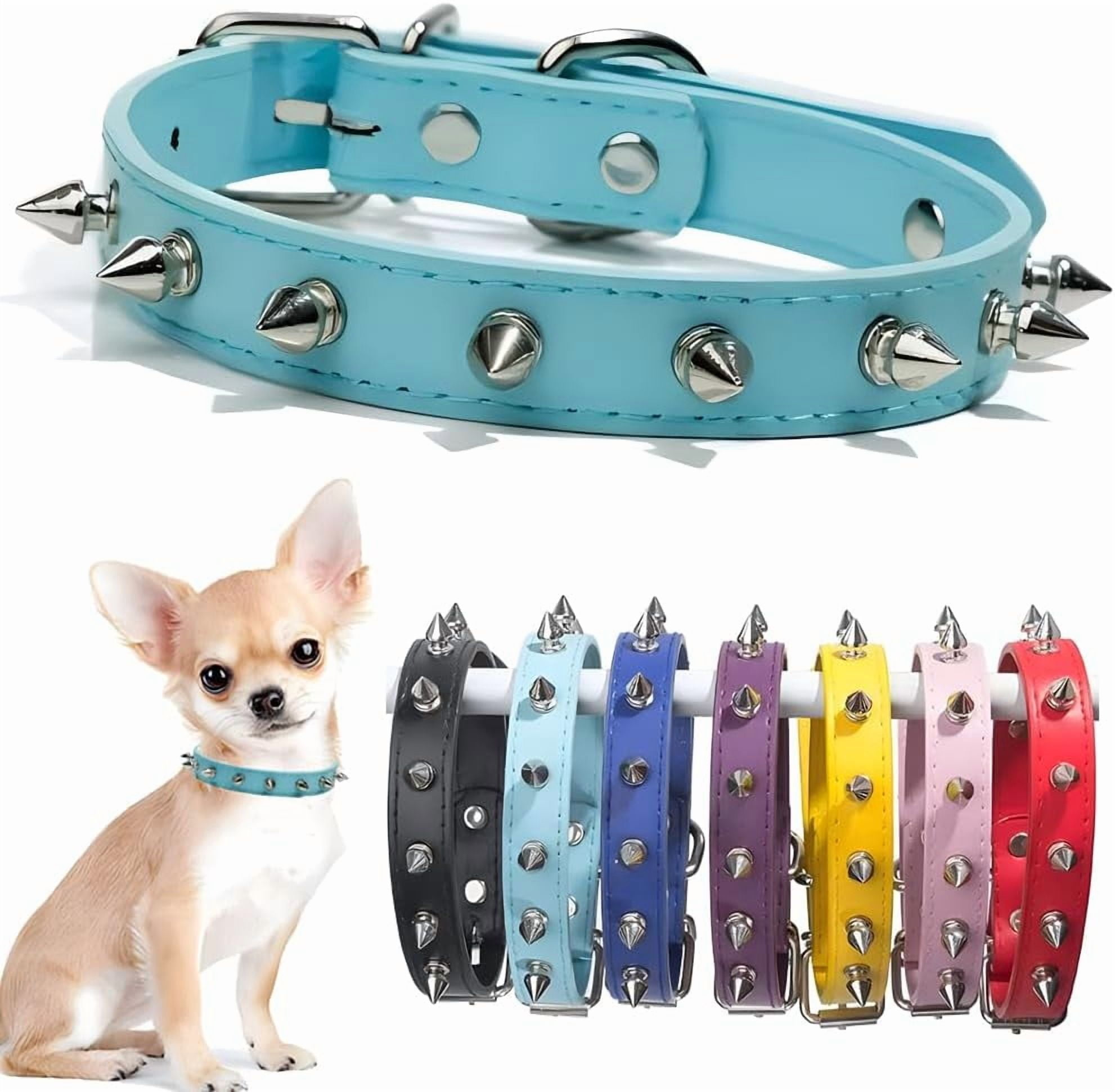 Spiked Dog Collar for Small Dogs PU Leather Spike Puppy Collar Anti ...