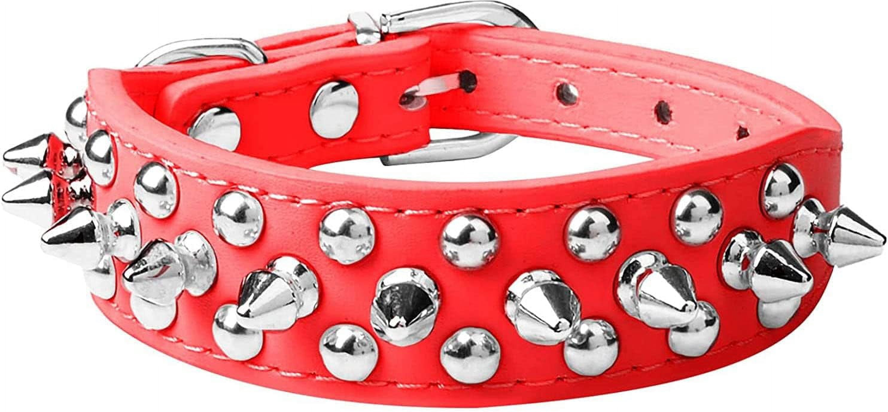 Spiked Dog Collar Soft Pu Leather Mushrooms Rivet Spike Studded Puppy ...
