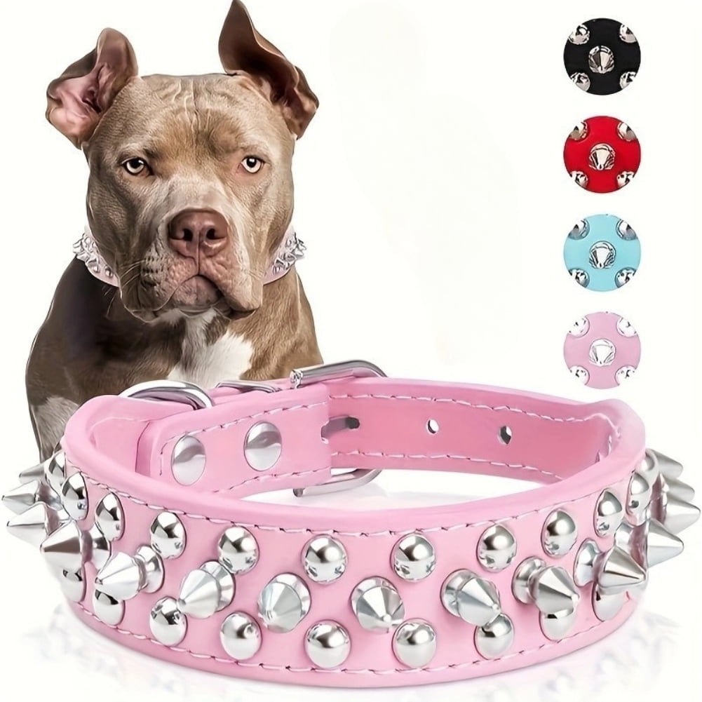 Spiked Dog Collar Soft Pu Leather Mushrooms Rivet Spike Studded Puppy ...
