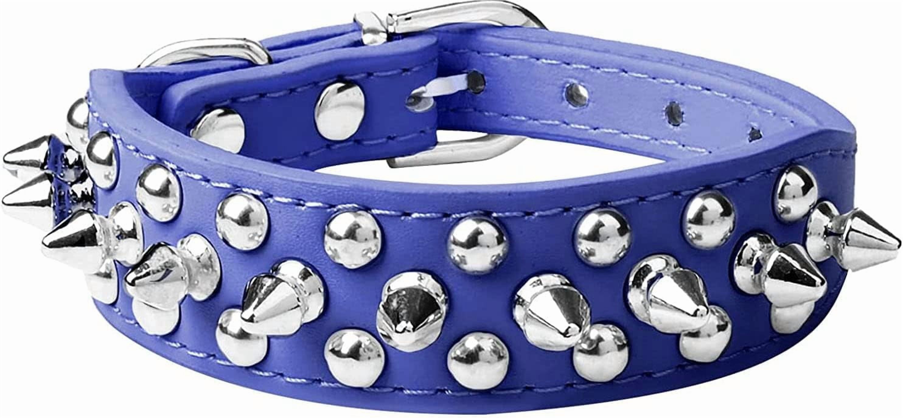Spiked Dog Collar Soft Pu Leather Mushrooms Rivet Spike Studded Puppy ...