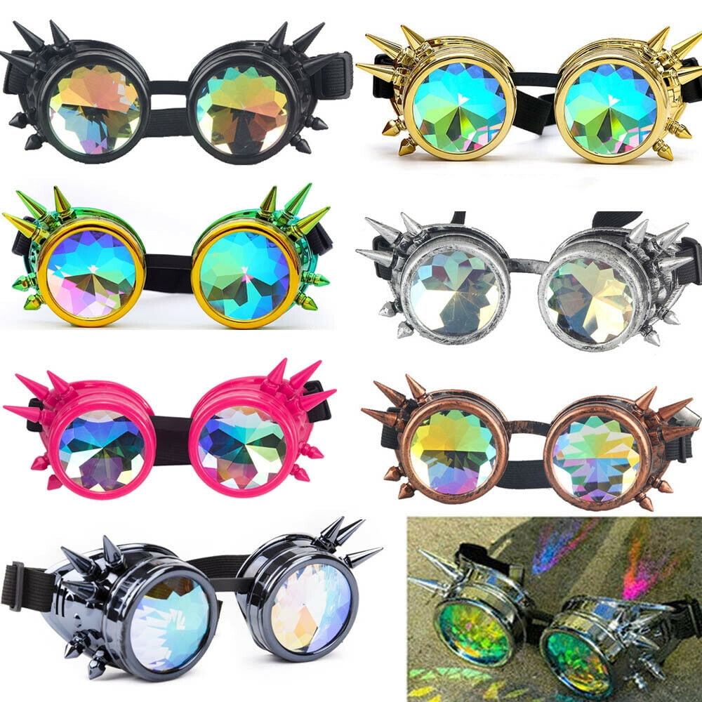 Spiked Retro Glasses Crystal Rainbow Steampunk Goggle Welding Style ...