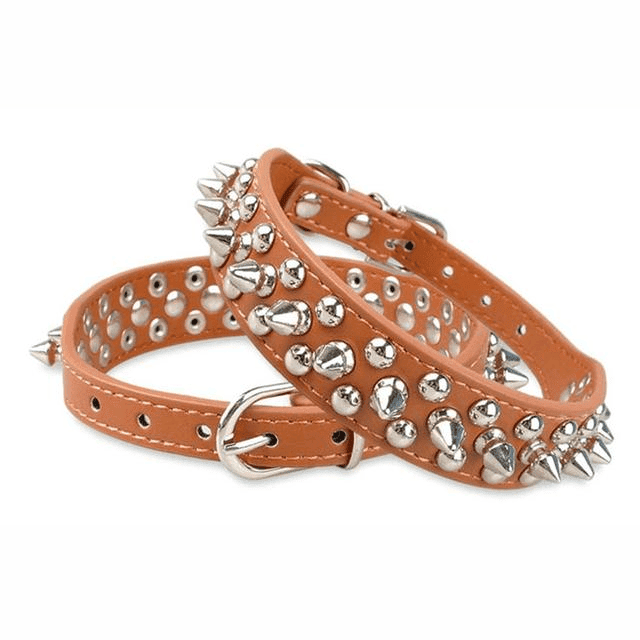 Spiked Studded Leather Dog Collar Rivets Pet Small Large Cat Pit Bull ...