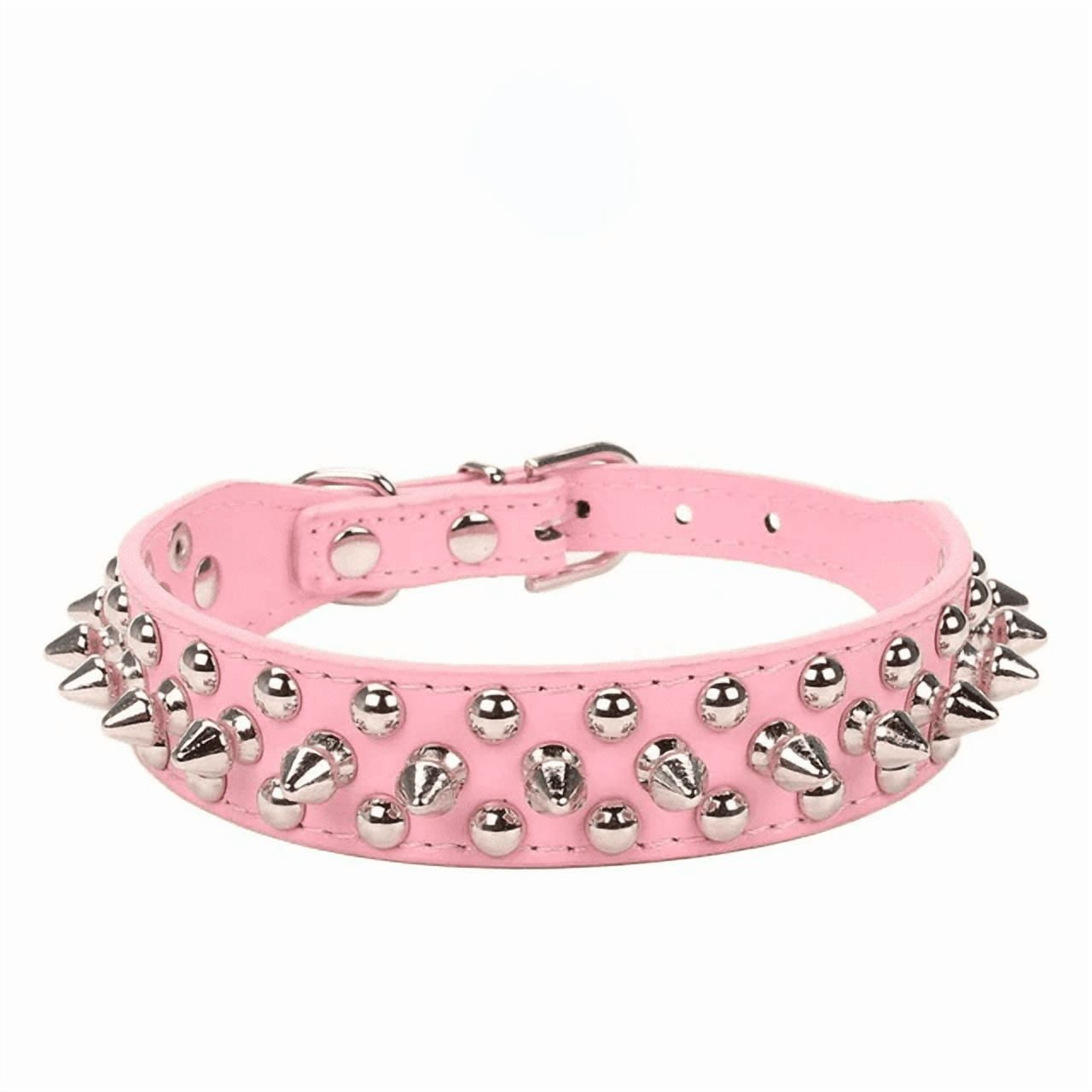 Spiked Studded Leather Dog Collar Rivets Pet Small Large Cat Pit Bull ...
