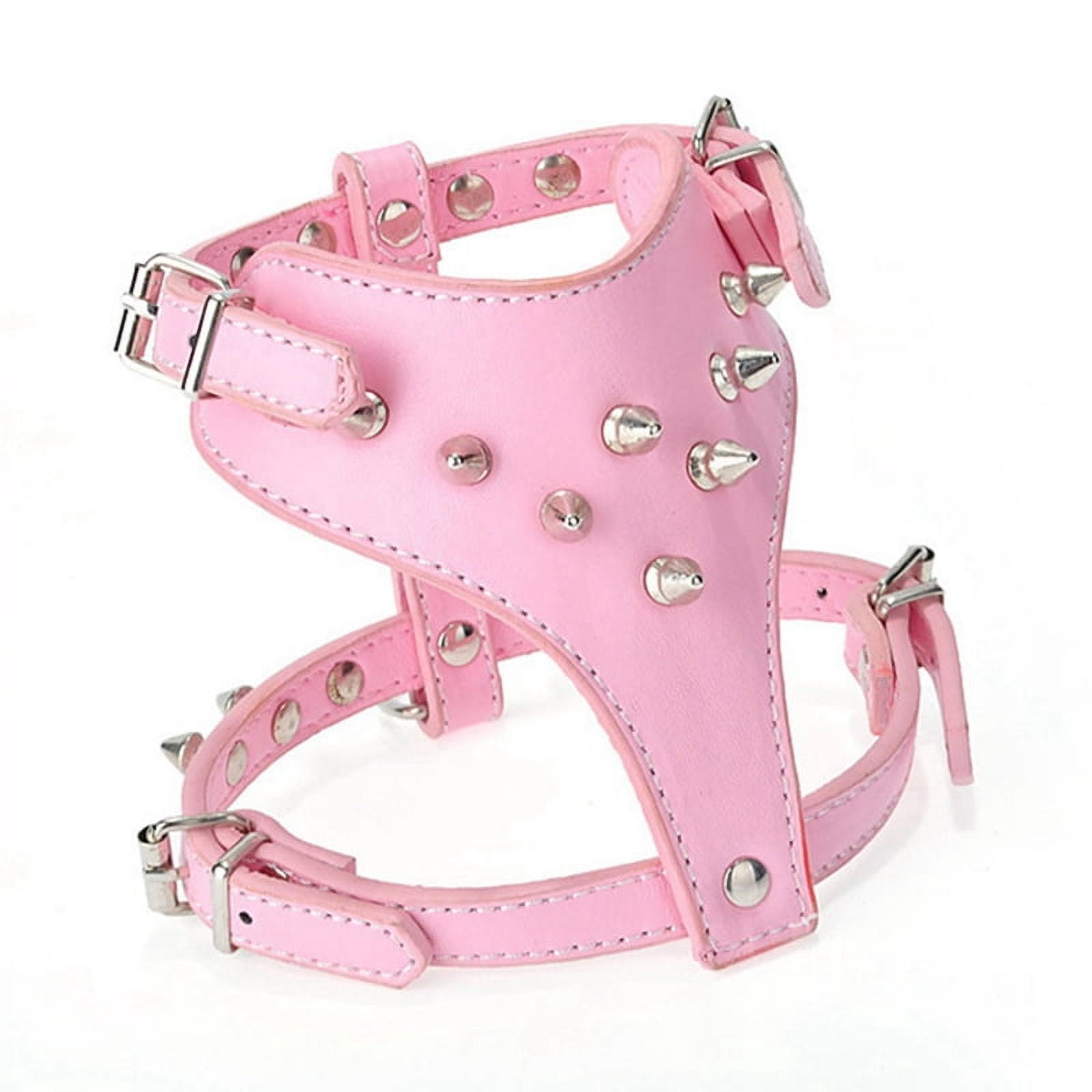 Spiked Studded Leather Puppy Dog Harness Vest for Small Breeds Pink ...