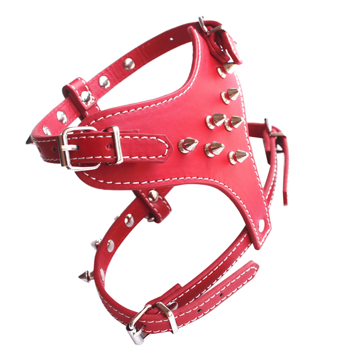Spiked Studded Leather Puppy Dog Harness Vest for Small Breeds Red ...